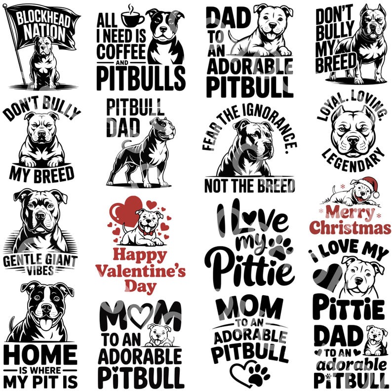 33 Pitbull SVG Designs, PNG, Eps, Dxf, Pittie, Pit, Dog Lover, Dog Mom ...