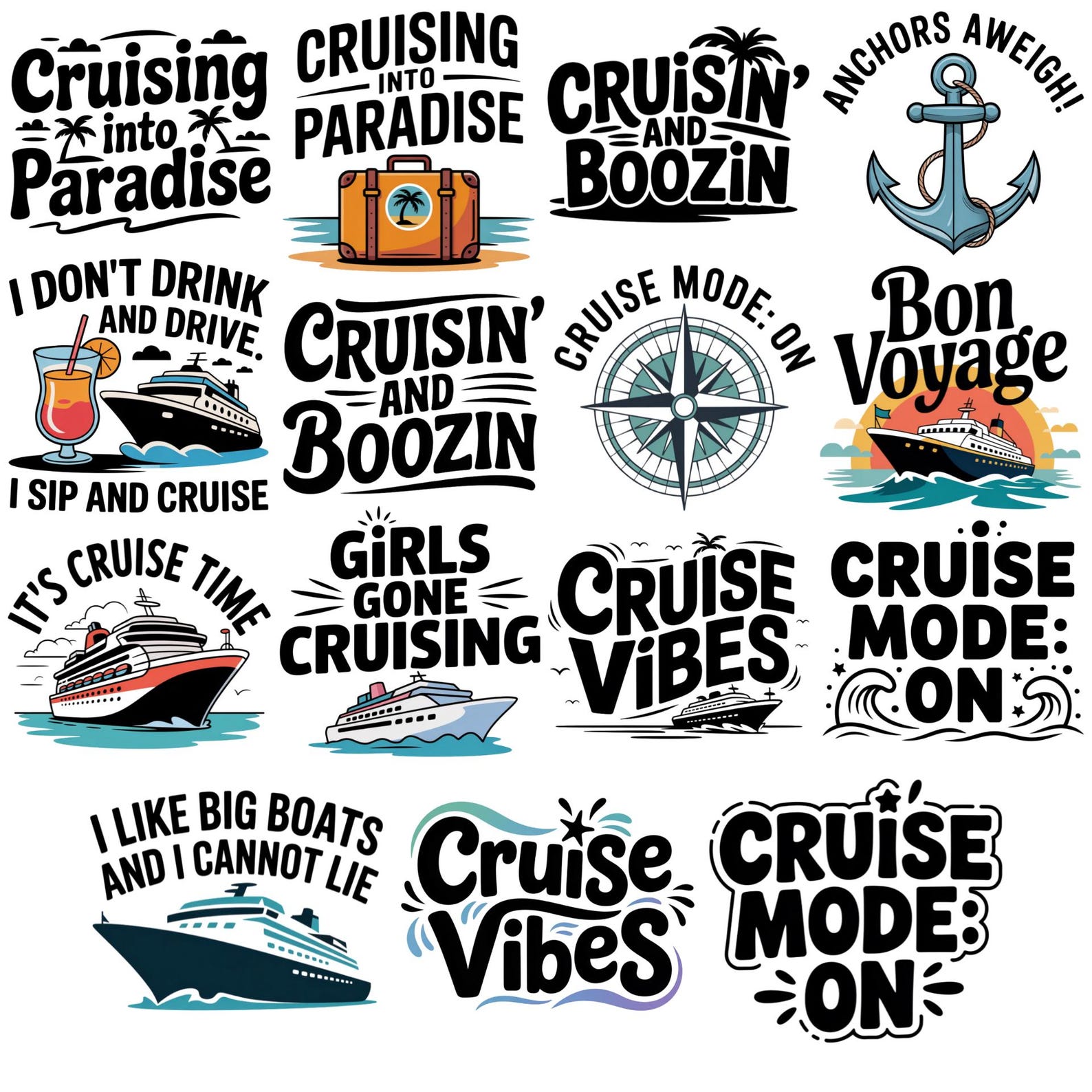 Cruise SVG PNG Image Bundle | 29 Designs | Vacation, Cruising, Girls ...