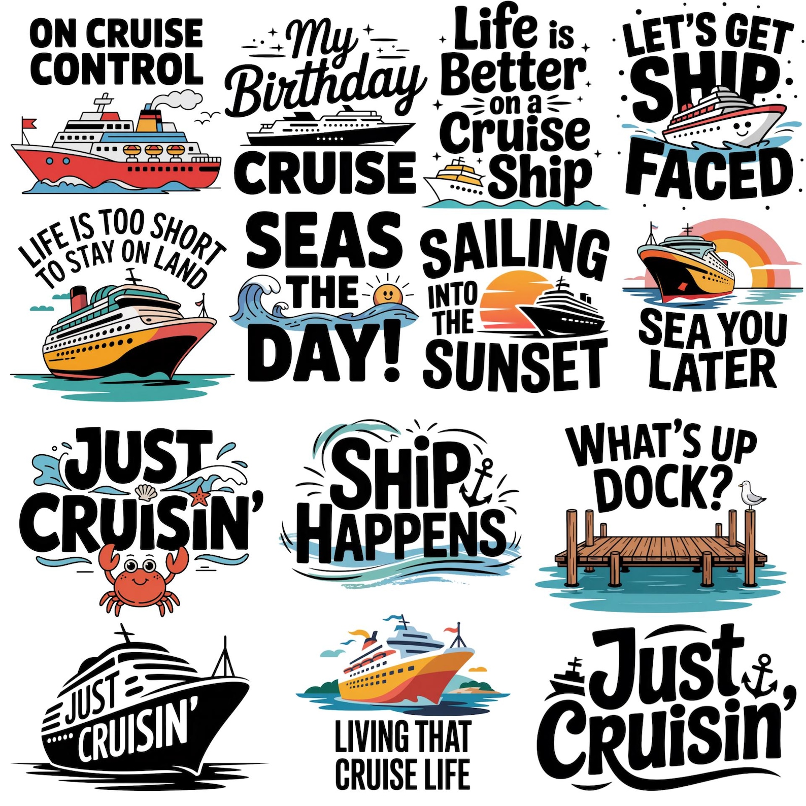 Cruise SVG PNG Image Bundle | 29 Designs | Vacation, Cruising, Girls ...