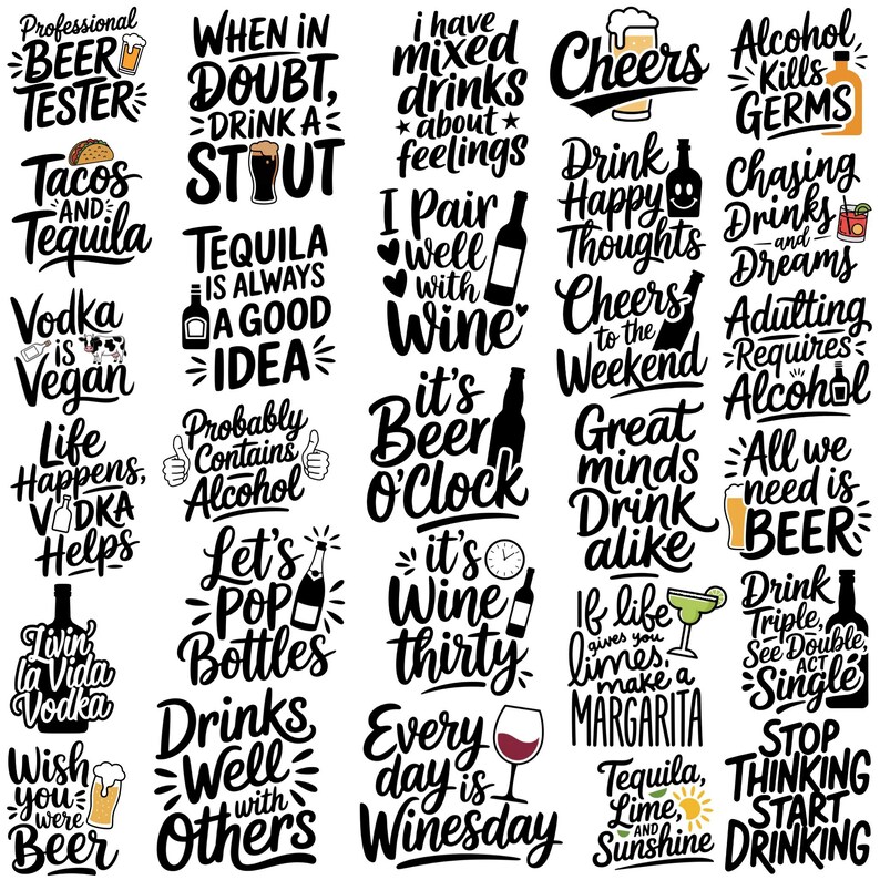 Drinking SVG PNG Bundle: 28 Alcohol Designs for Cricut - Etsy Hong Kong