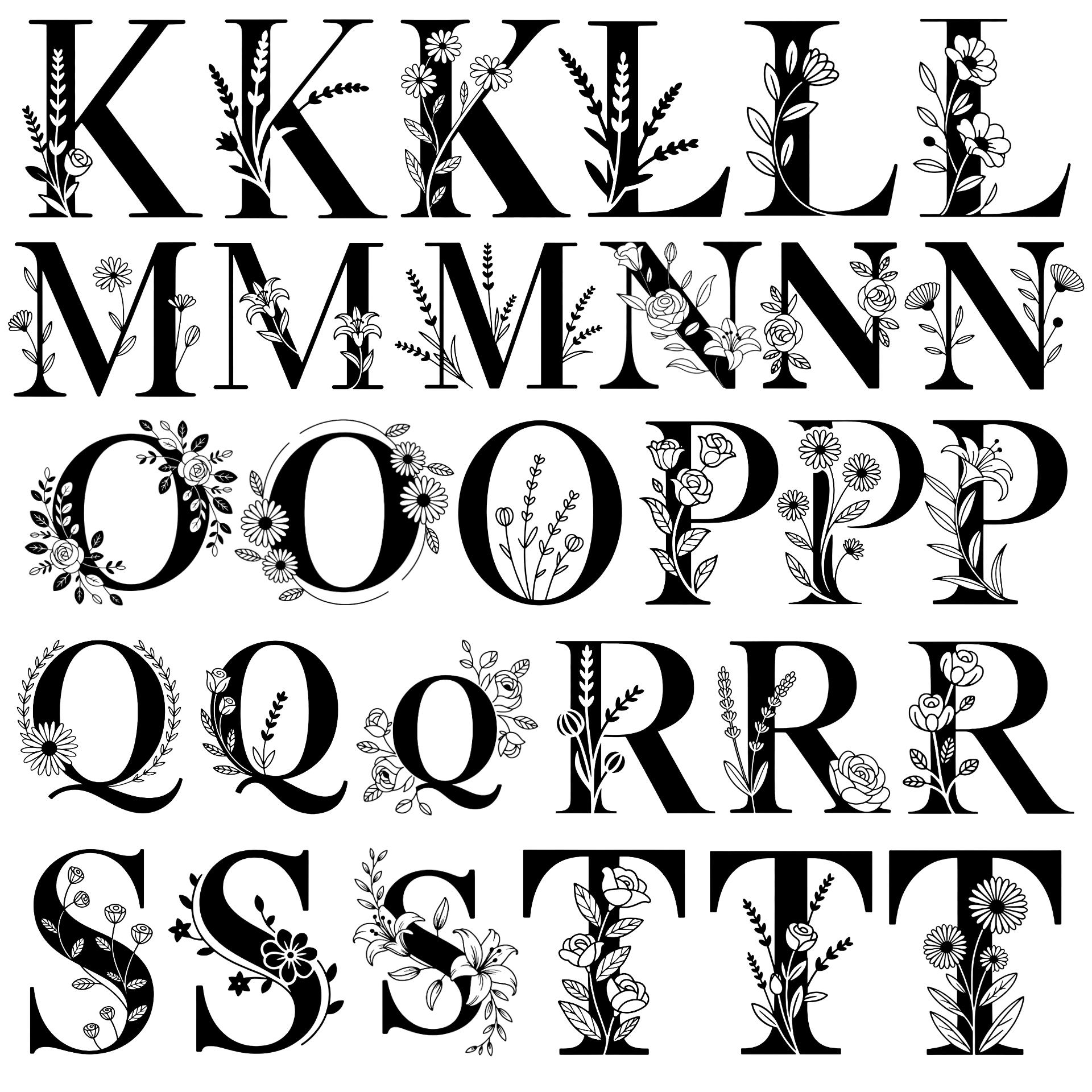 Floral Alphabet SVG: Flower Letter Designs (78 Files) (digital Download ...
