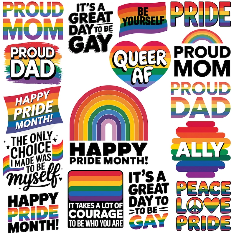Pride SVG PNG Image Bundle: LGBTQIA+ Designs (63 Designs) (digital ...