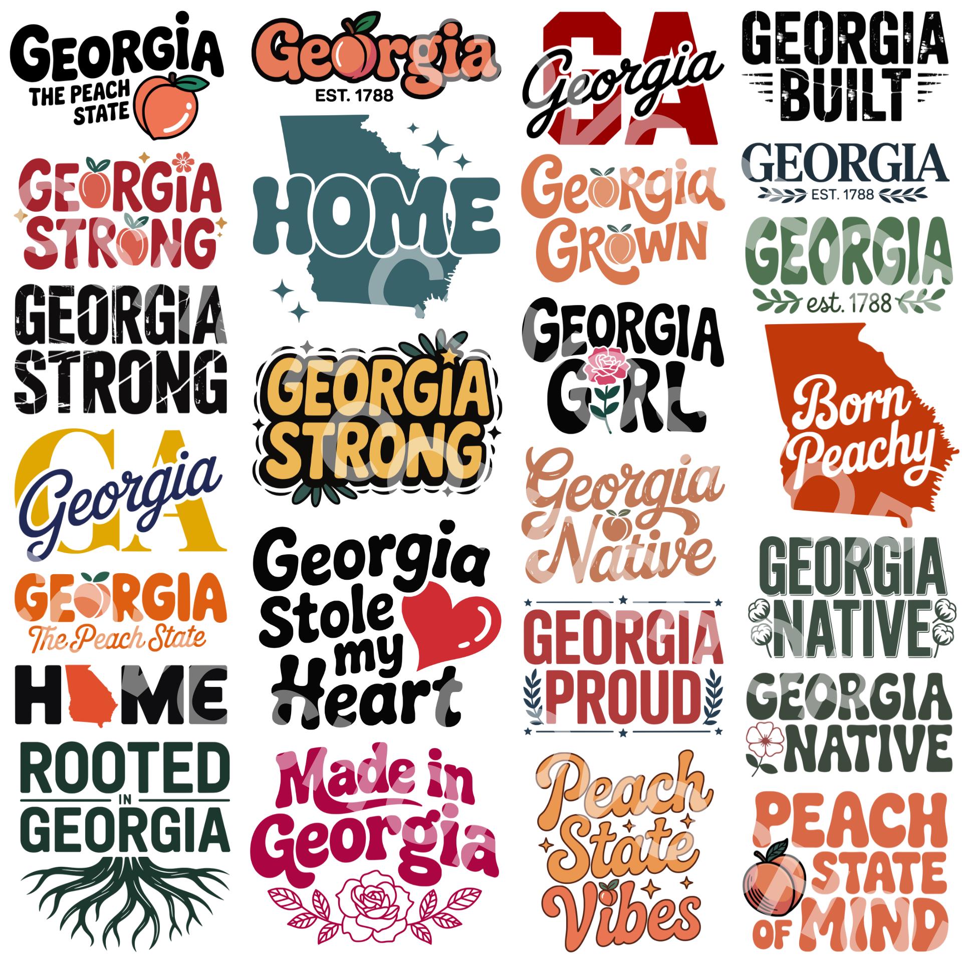 42 Georgia SVG PNG Bundle, Dxf Eps, the Peach State, Atlanta, Augusta ...