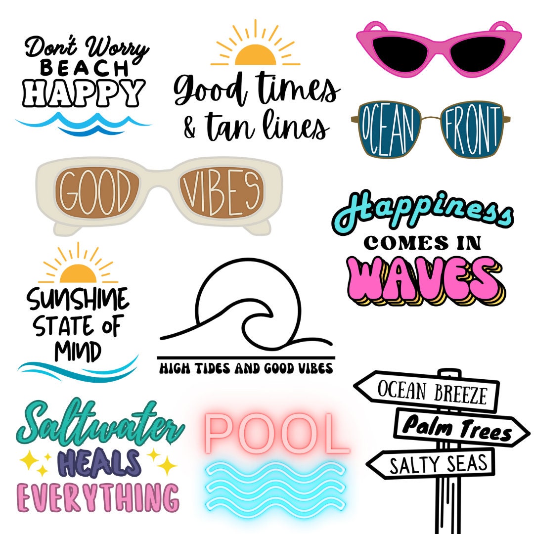 Beach SVG PDF JPG Image Bundle | 35 Designs | Vacation, Beach, Water ...