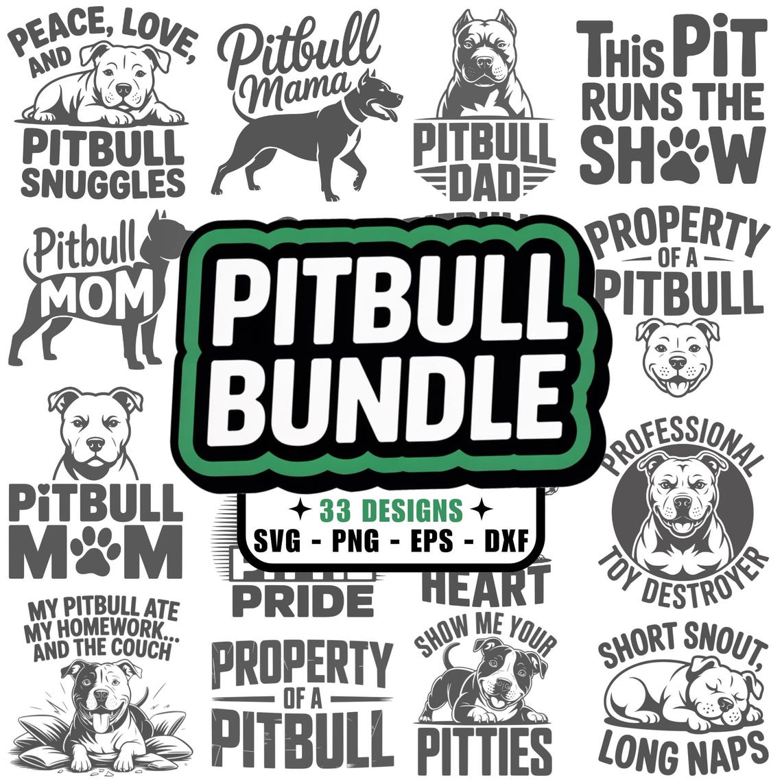 33 Pitbull SVG Designs, PNG, Eps, Dxf, Pittie, Pit, Dog Lover, Dog Mom ...