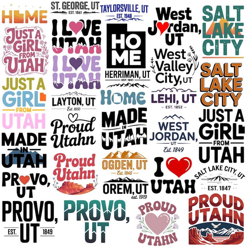 Utah SVG PNG Bundle: 52 Designs for Cricut, Silhouette (digital ...