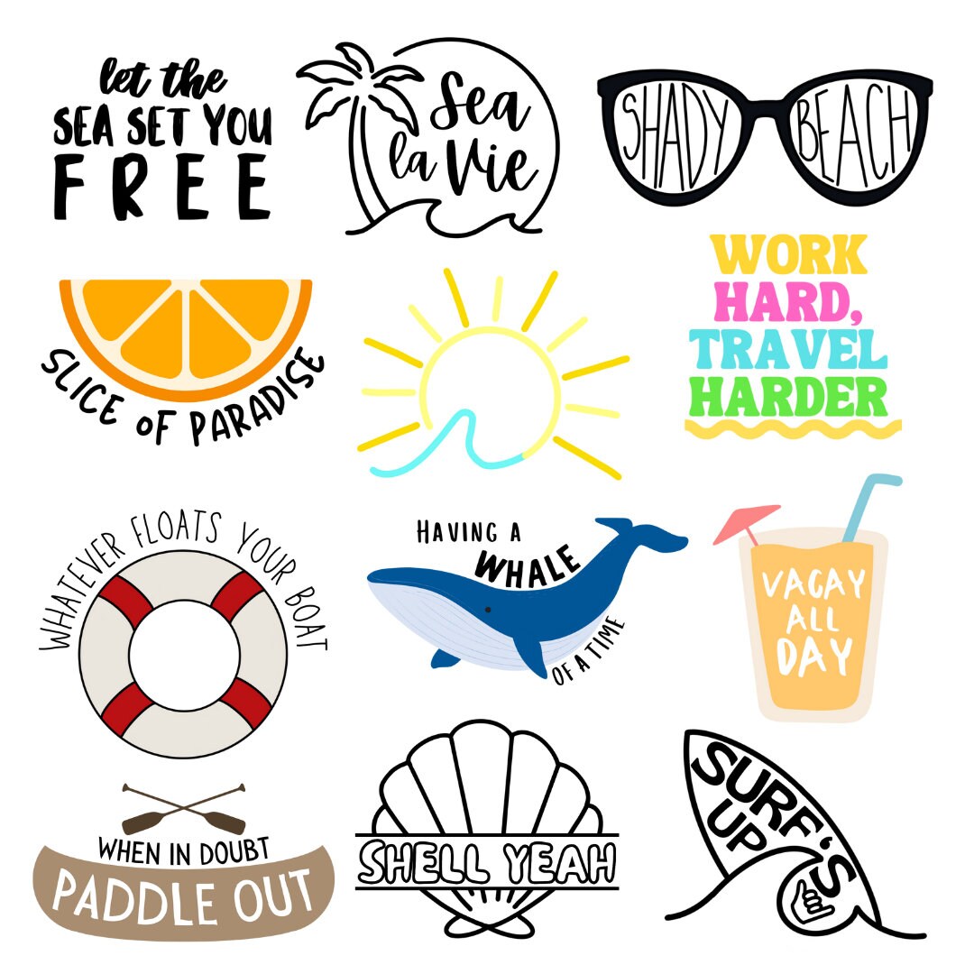 Beach SVG PDF JPG Image Bundle | 35 Designs | Vacation, Beach, Water ...