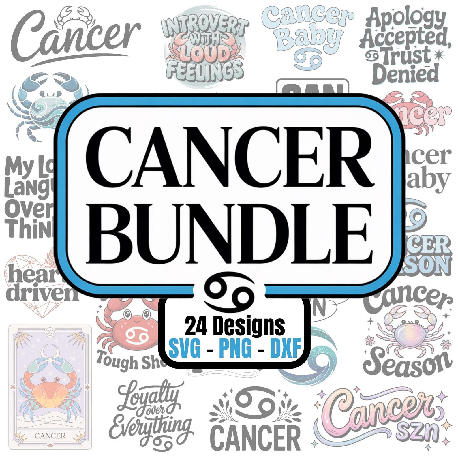 Cancer Zodiac SVG Bundle: 24 Astrology Designs (digital Download - Etsy