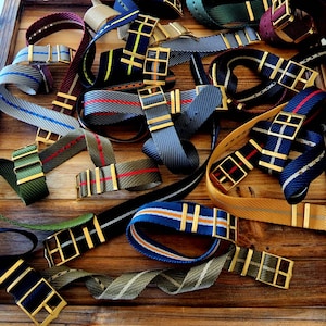 NATO G10 ® Twill Gold Custom Buckles Single Pass Adjustable Nylon Watch Strap Premium 18mm 20mm ...