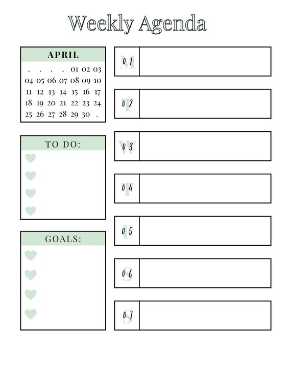 Digital Download and Printable Weekly Agenda Back to School - Etsy