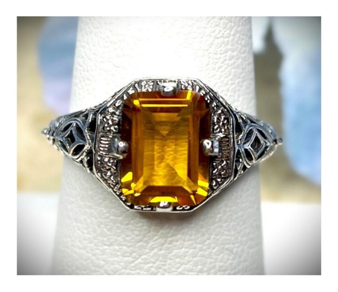 Art Deco Design Antique Style Golden Lab Citrine 925 Solid Sterling ...