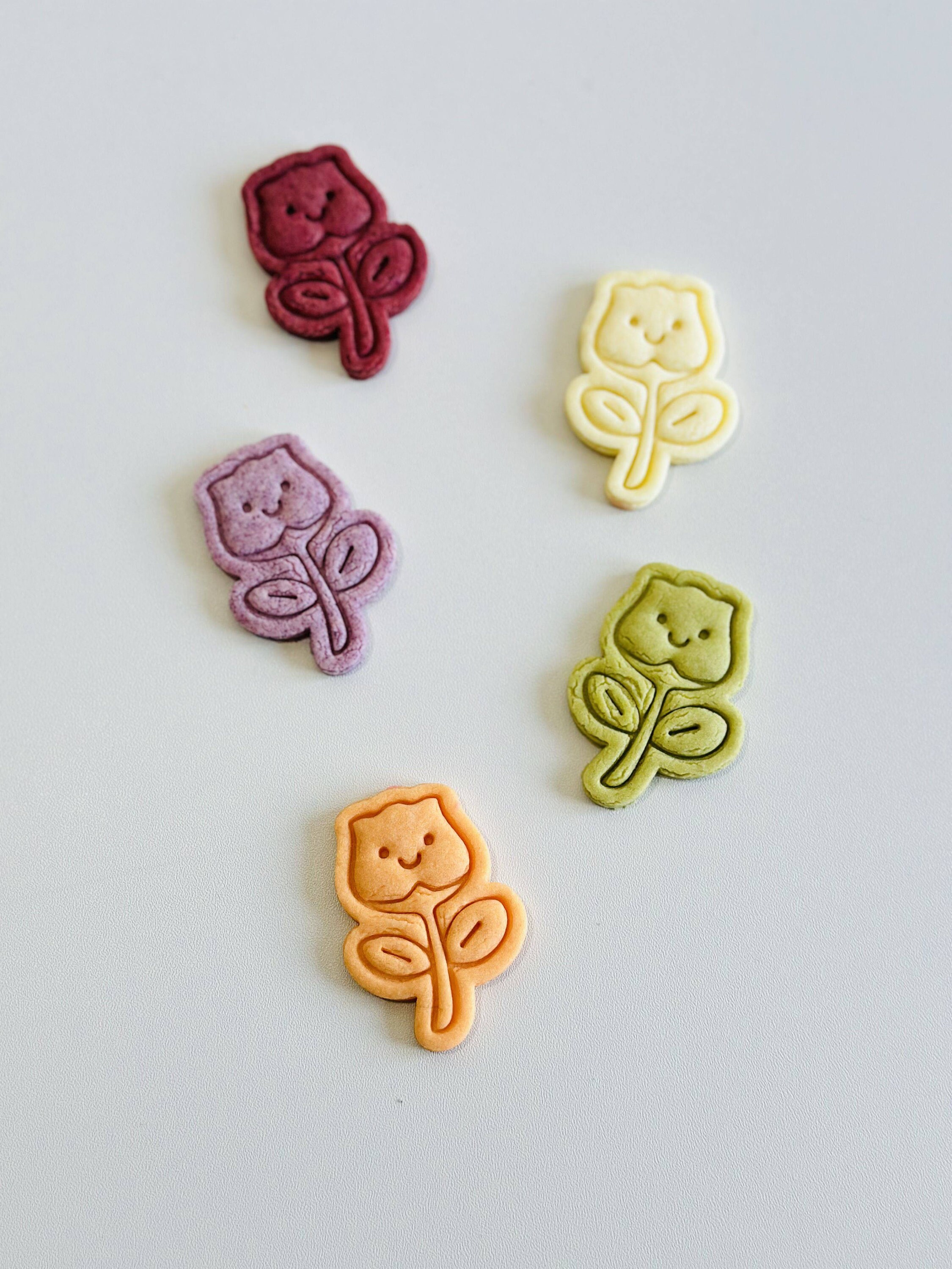 Flower Cookie Cutter | Smiley Face Rose Cutter Stamp Set | Smile Tulip ...