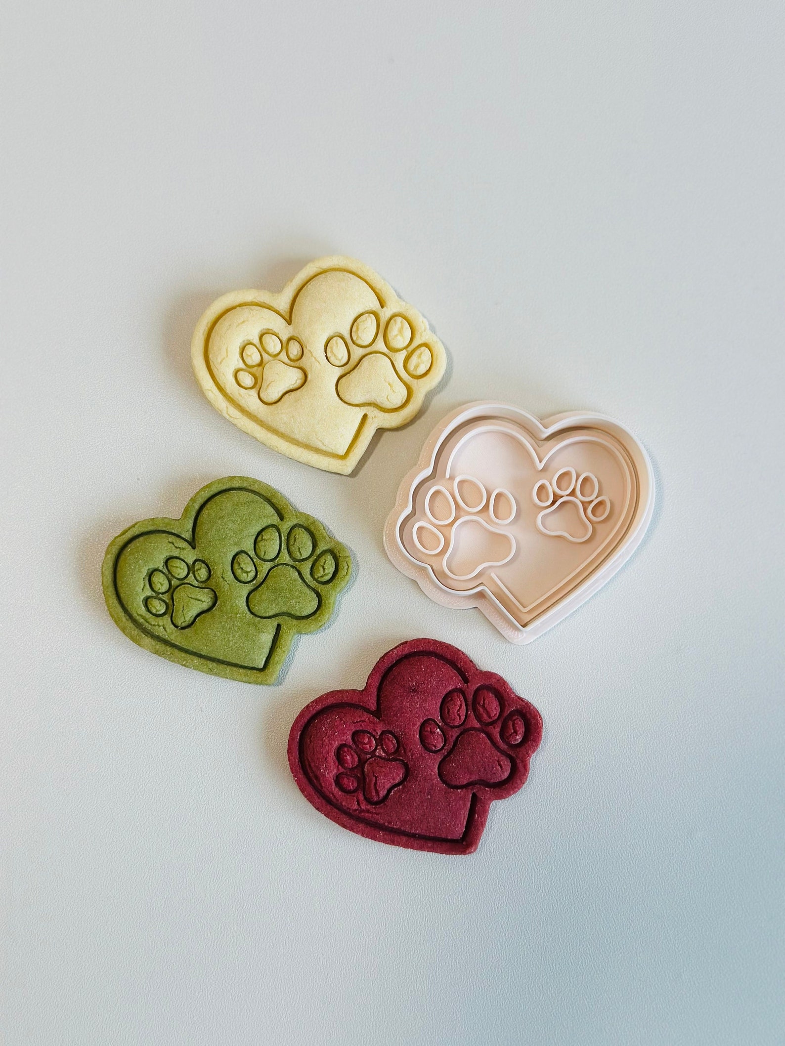 Dog Paw Cookie Cutter | Animal Cookie Cutter Stamp Set | Love Heart ...