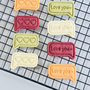 Love Message Cookie Cutter | Love You Text Bubble Cutter Stamp Set ...