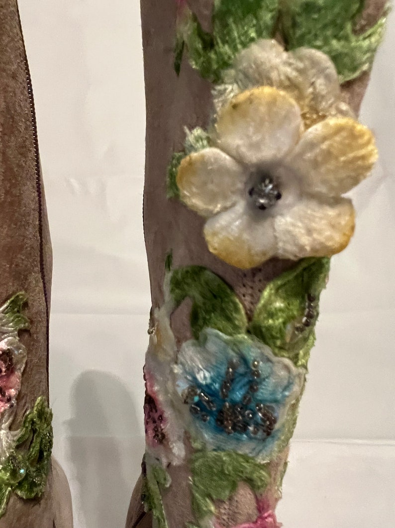 Light Tan Suede Upcycled Embroidered Boot - Etsy