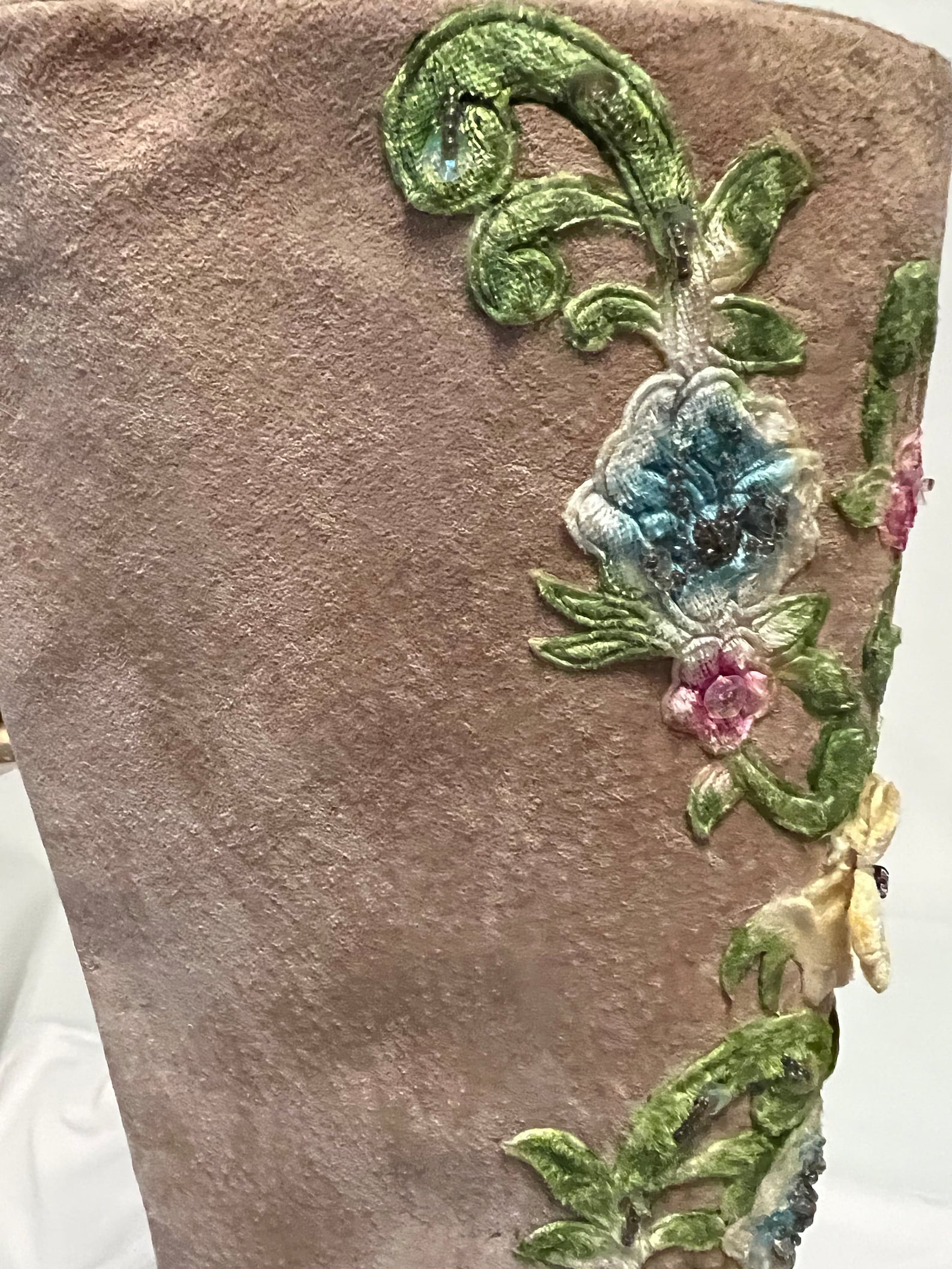 Light Tan Suede Upcycled Embroidered Boot - Etsy
