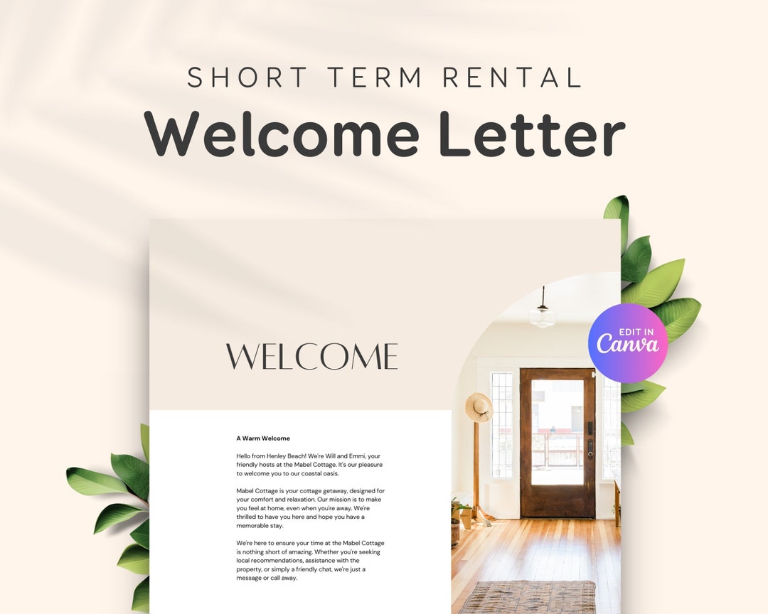 Airbnb Welcome Letter Template Airbnb Canva Short Term Rental Thank You ...