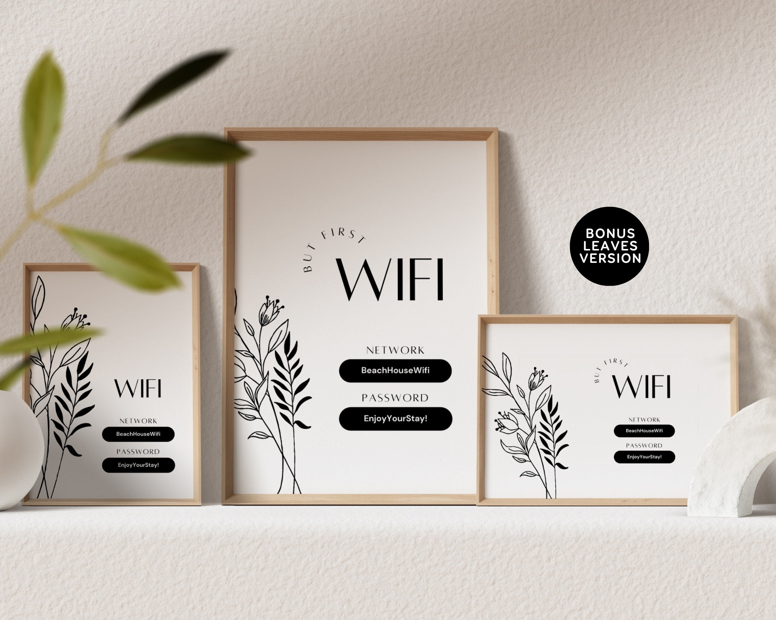 Vacation Rental Wifi Password Sign, Digital Airbnb Editable Template ...
