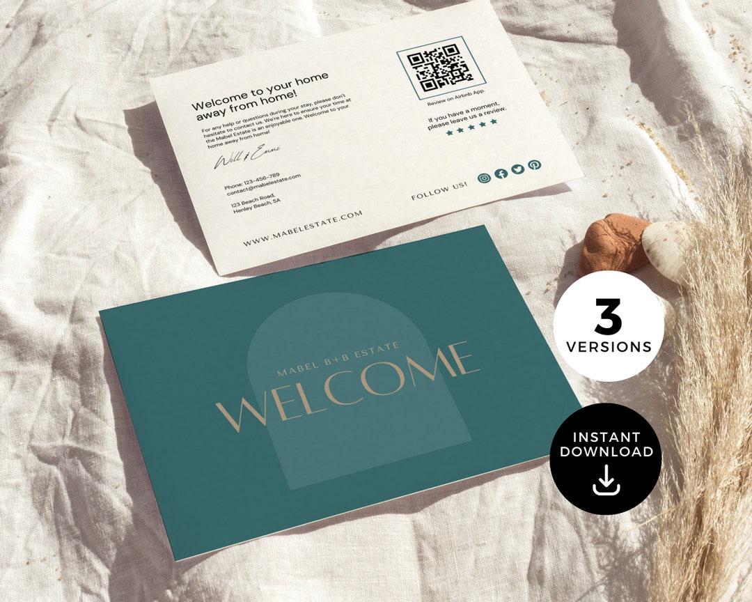 Airbnb Host Welcome Guest Cards Printable | Vacation Rental Thank You ...