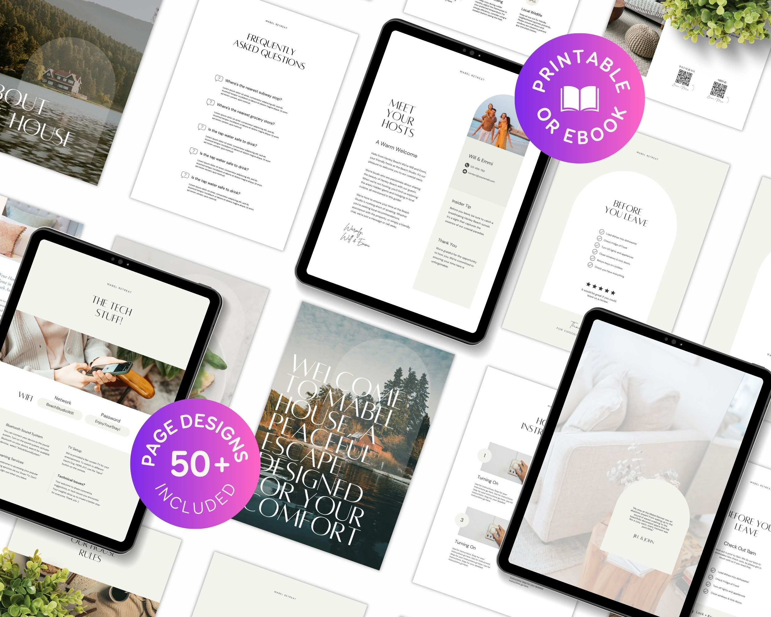 Airbnb Welcome Book Template Lake House, Mountain, Cabin, Guest Manual ...