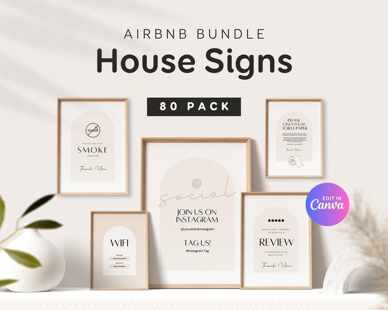 Airbnb Signs Bundle Canva Templates, Welcome Signs for Hosts, Vrbo ...