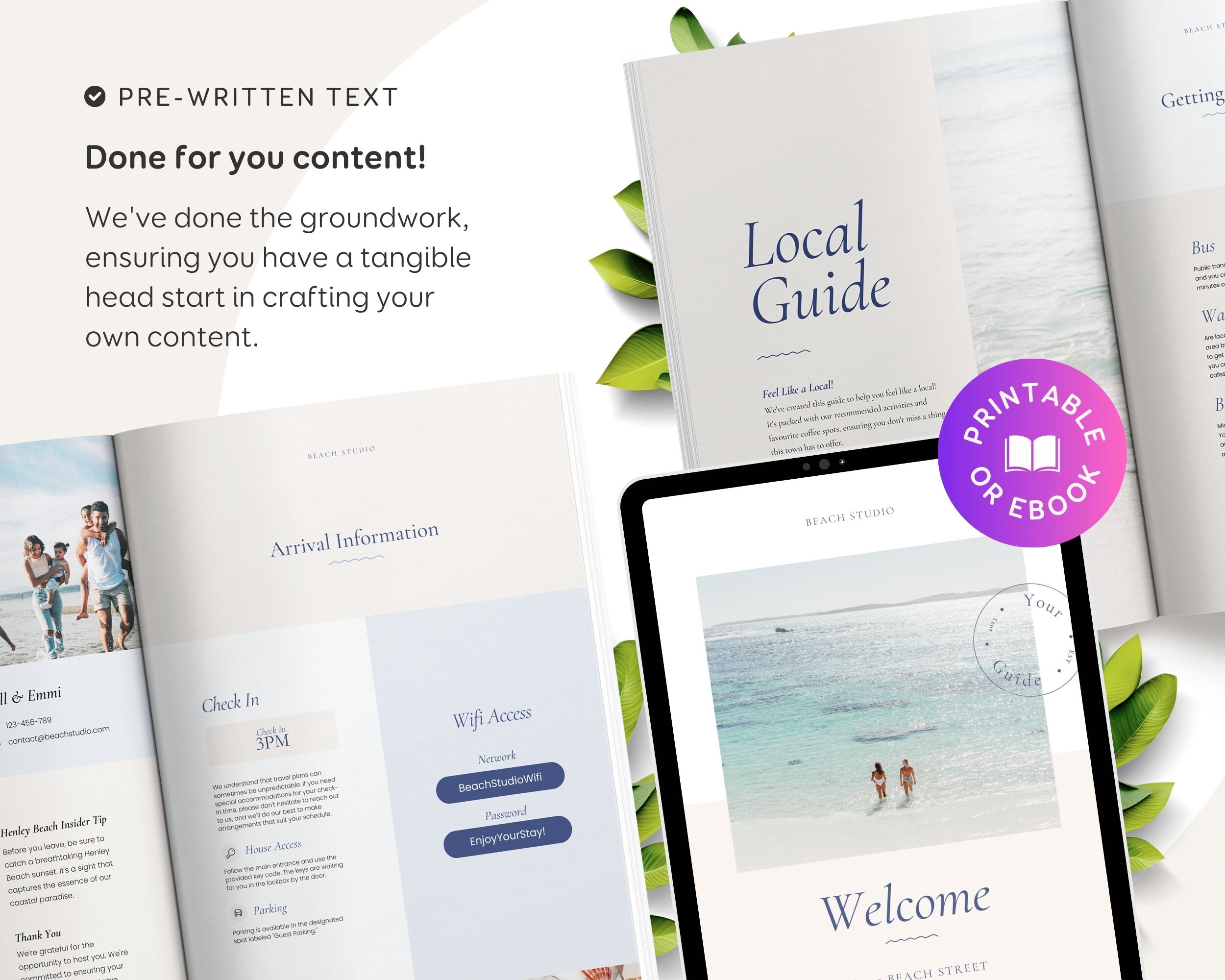 Airbnb Beach House Welcome Guide Book Template for Lake House, Cabin ...