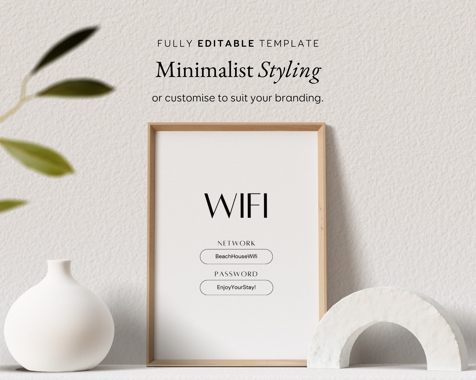 Vacation Rental Wifi Password Sign, Digital Airbnb Editable Template ...