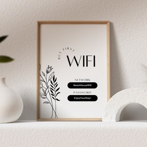Vacation Rental Wifi Password Sign, Digital Airbnb Editable Template ...