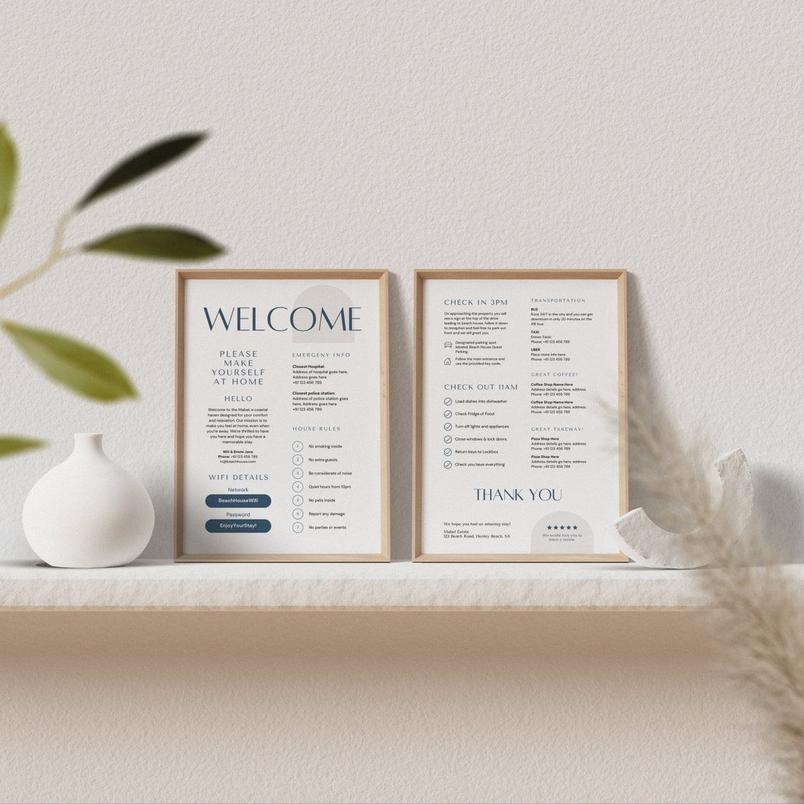 Beach Airbnb Welcome Sign & Flyer, Digital Download, Canva Template ...