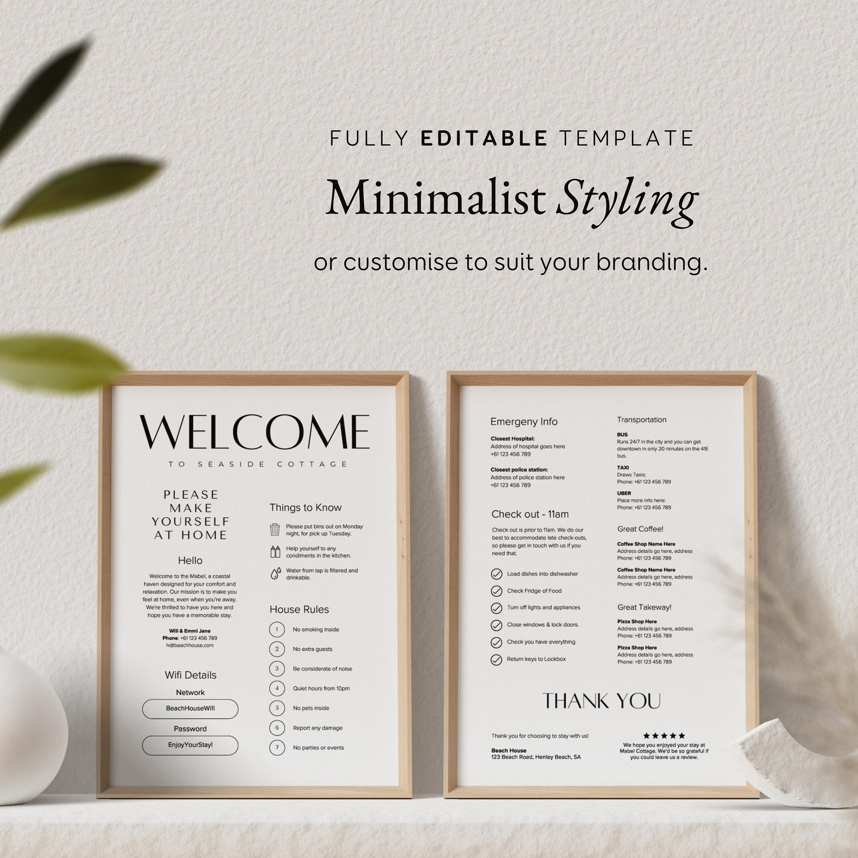 Beach Airbnb Welcome Sign & Flyer, Vacation Rental House Manual ...