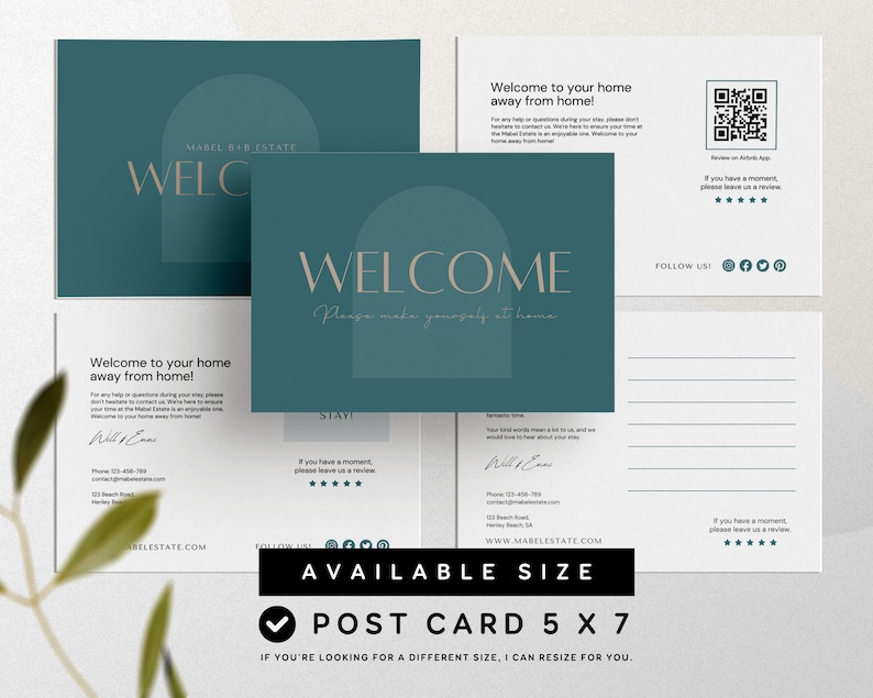 Airbnb Host Welcome Guest Cards Printable | Vacation Rental Thank You ...