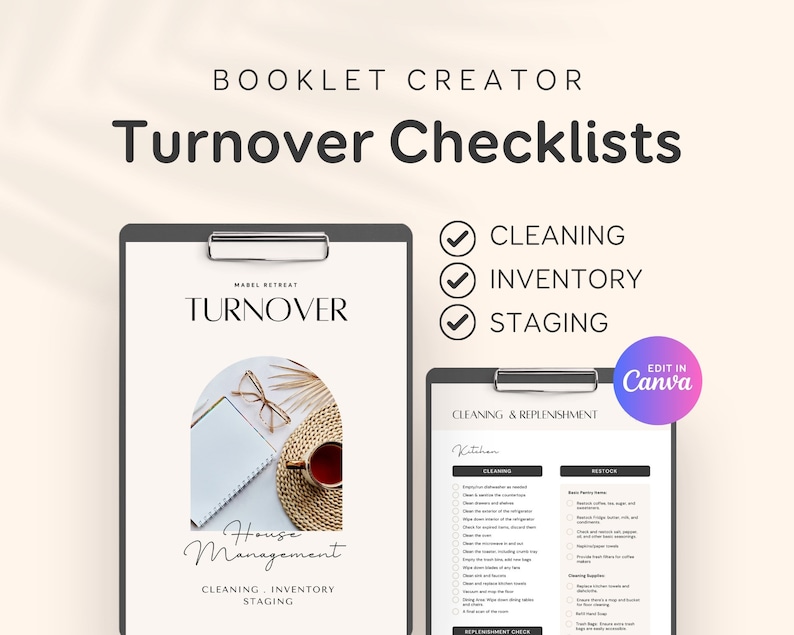 Airbnb Cleaning Checklist Template, Property Staging Editable Canva ...