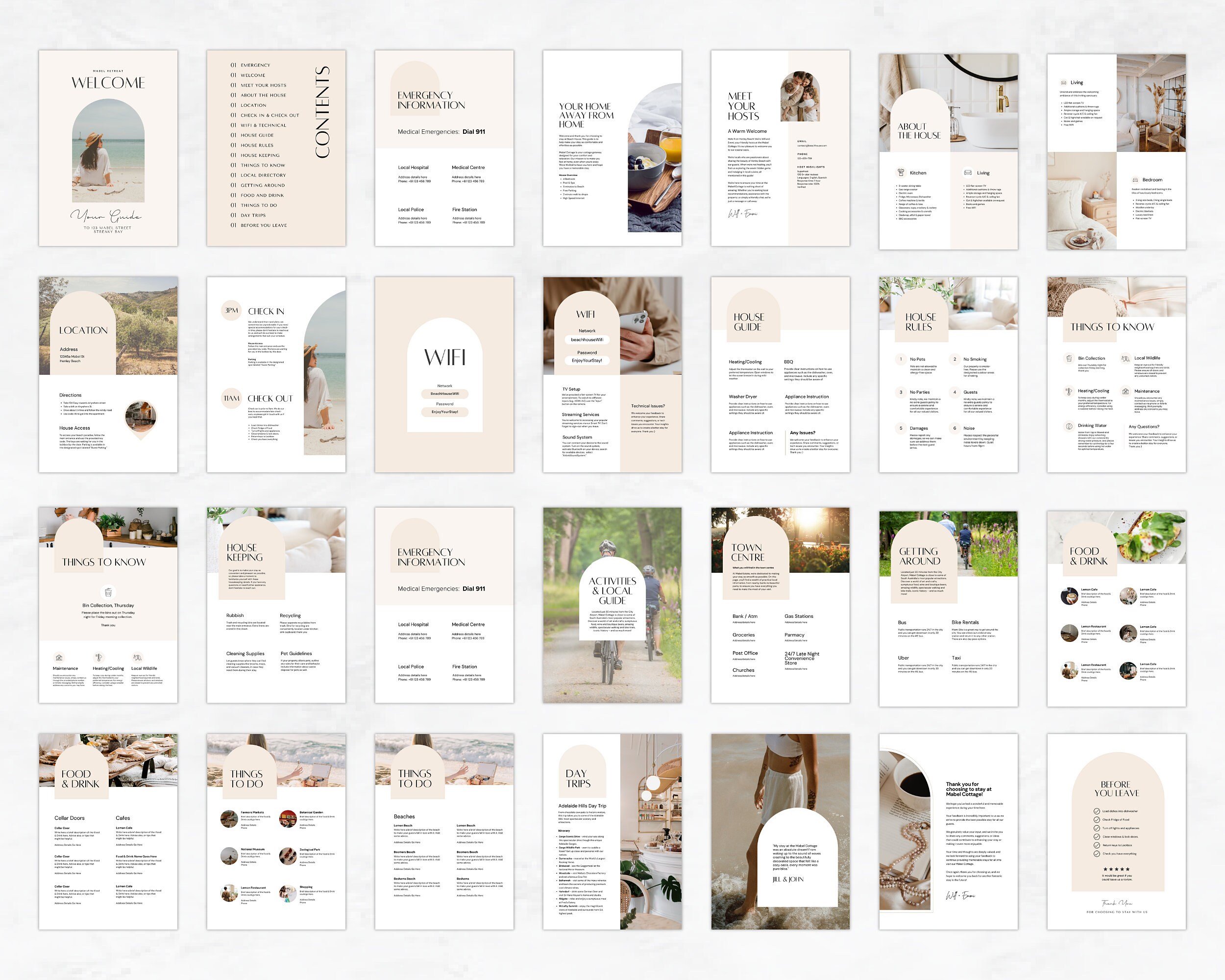 Modern Airbnb Welcome Guide Book Template for Cottage, Lake House ...