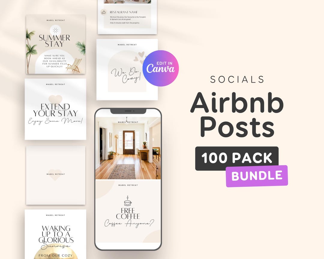 Modern Airbnb Template Instagram, Social Media Posts Template Canva ...