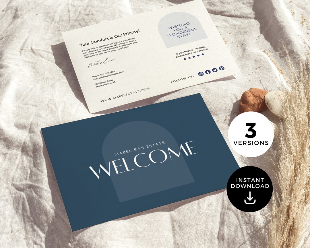Airbnb Welcome Card Template, Vrbo Welcome Card, Guest Card Welcome ...