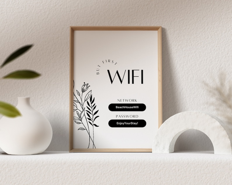 Wifi Printable Sign - Digital Editable Template, Airbnb Wifi Sign, Wifi ...