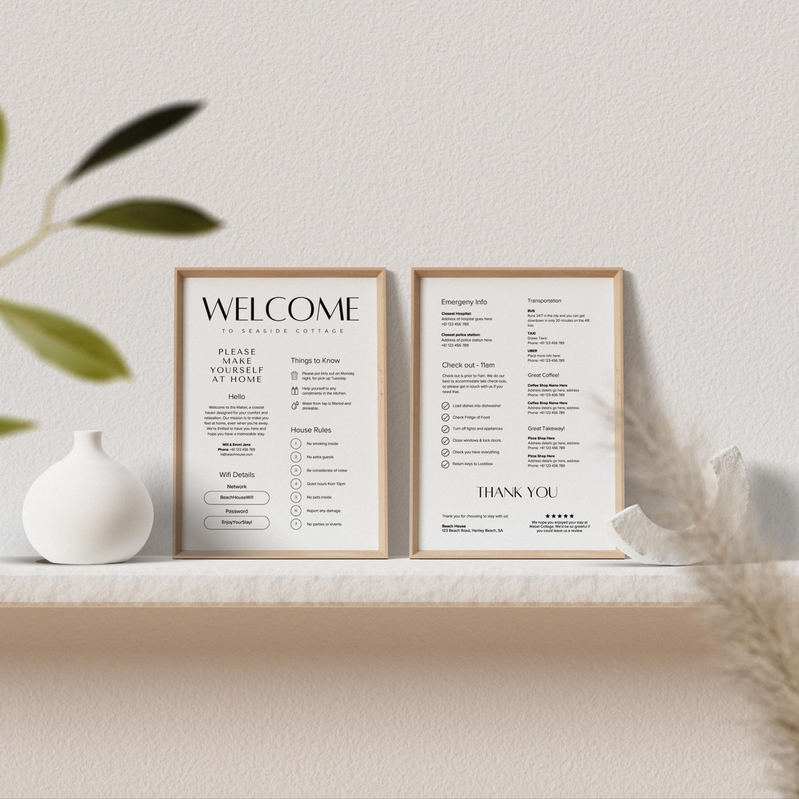 Beach Airbnb Welcome Sign & Flyer, Vacation Rental House Manual ...