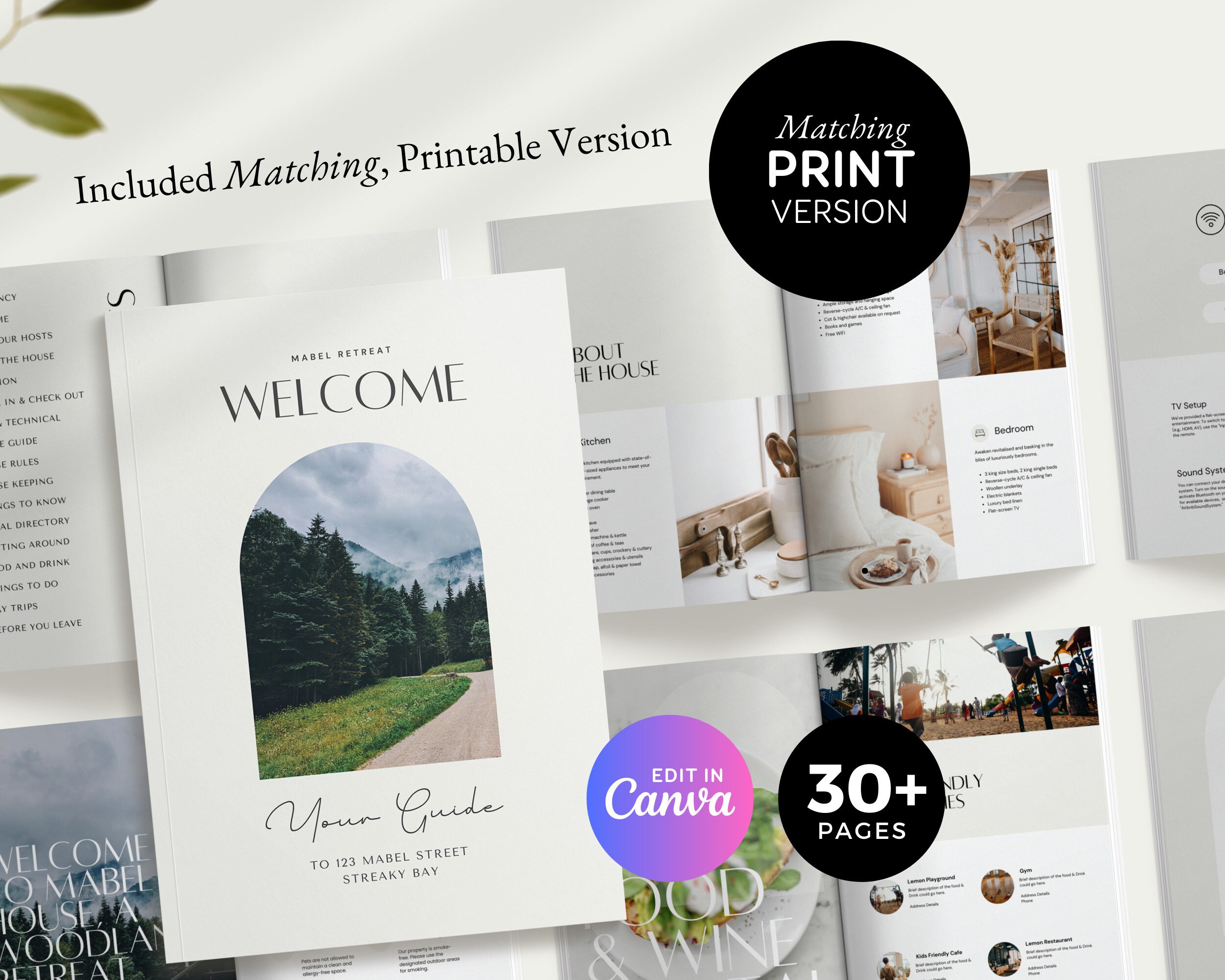 Modern Welcome Guide Book Airbnb Canva, Digital & Printable Guide ...