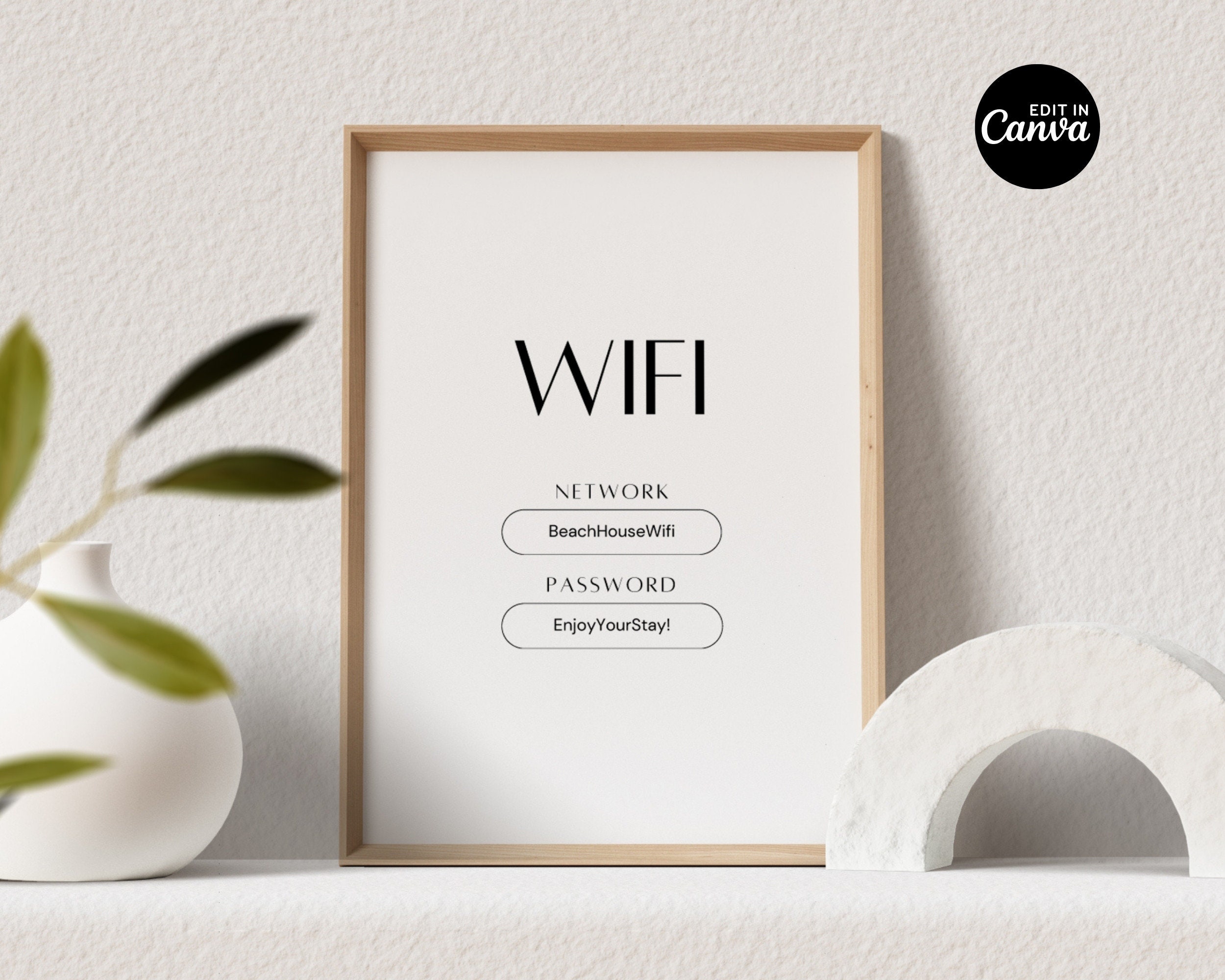 Wifi Printable Sign - Digital Editable Template, Airbnb Wifi Sign, Wifi ...