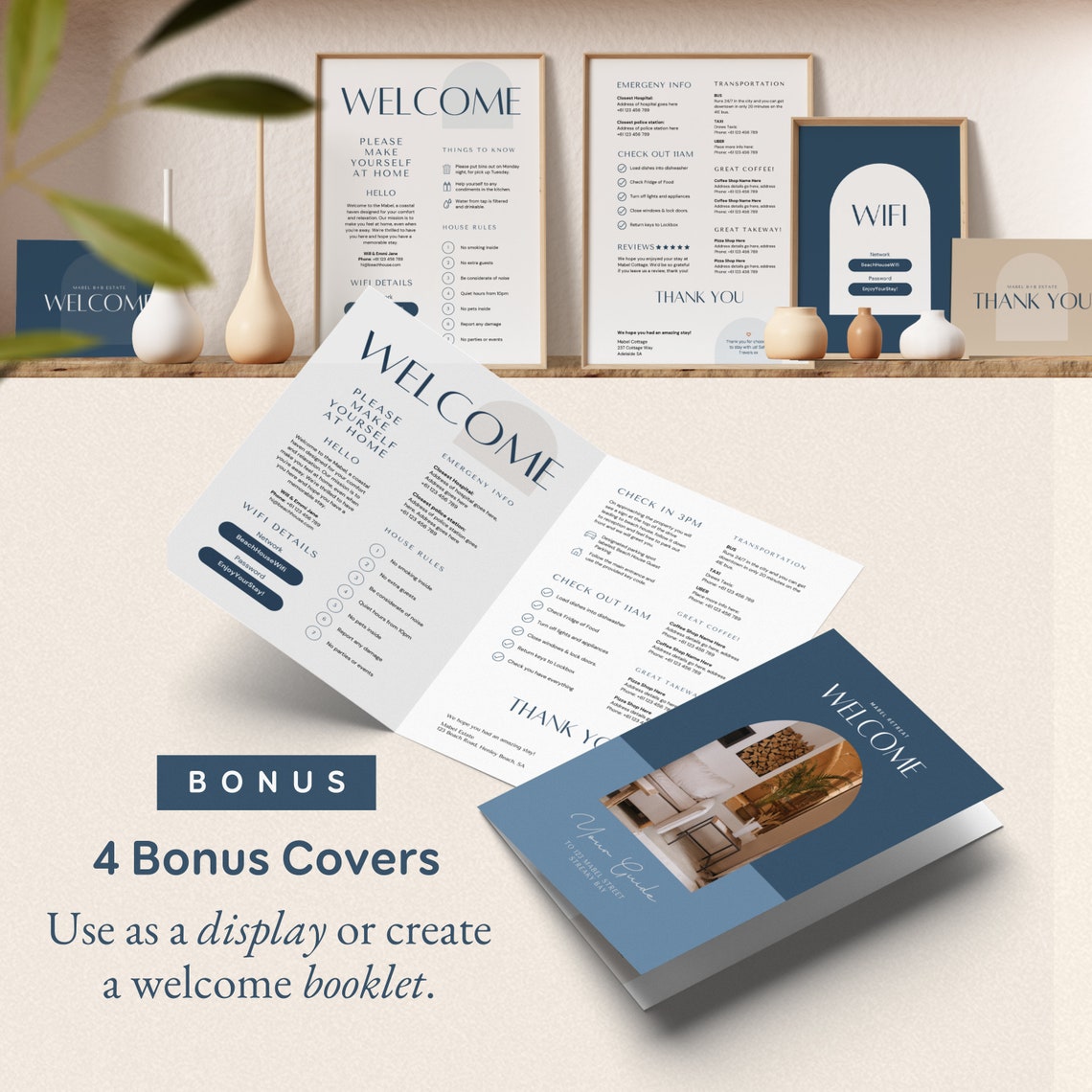 Beach Airbnb Welcome Sign & Flyer, Digital Download, Canva Template ...