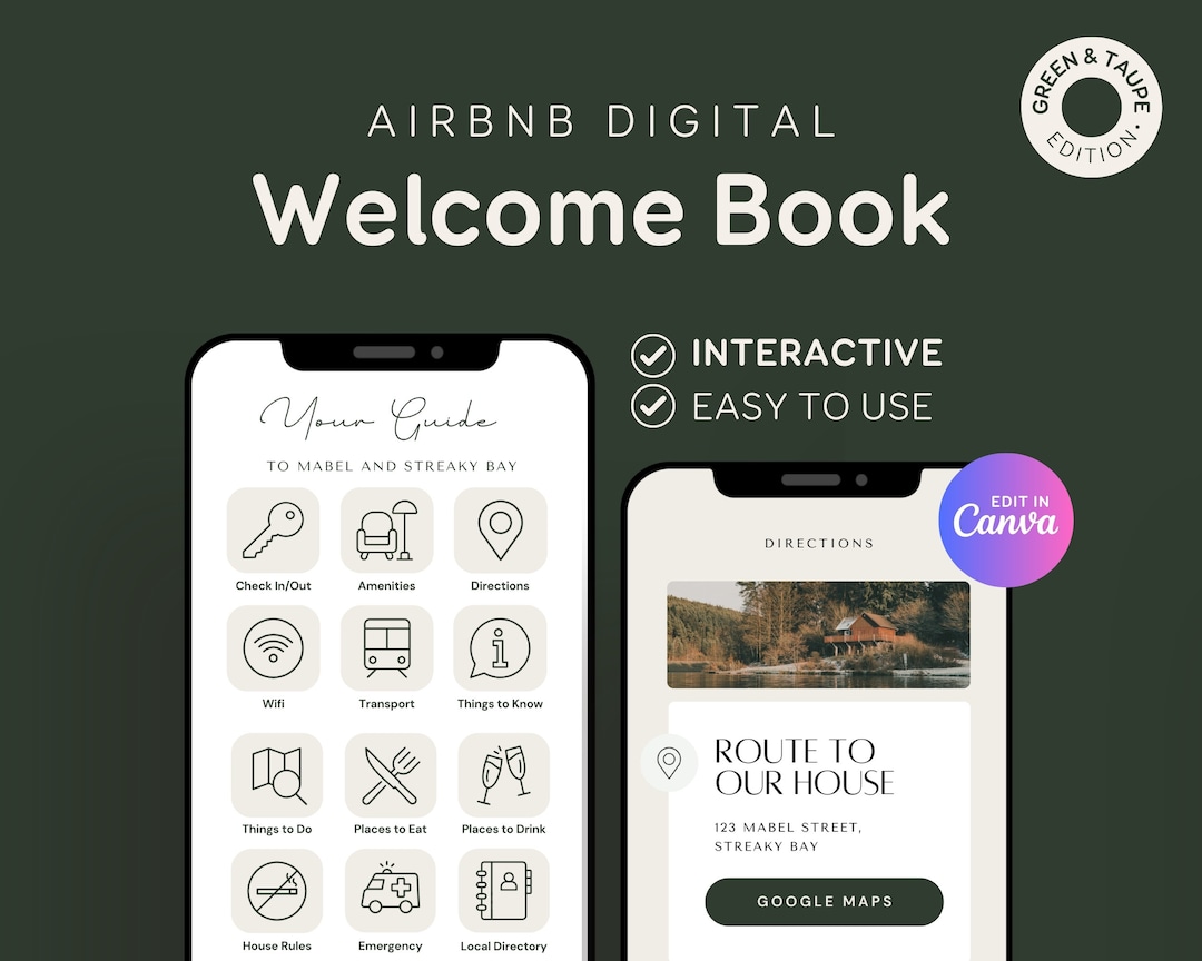 Digital Airbnb Welcome Guide Book Template for Mobile, House Manual ...
