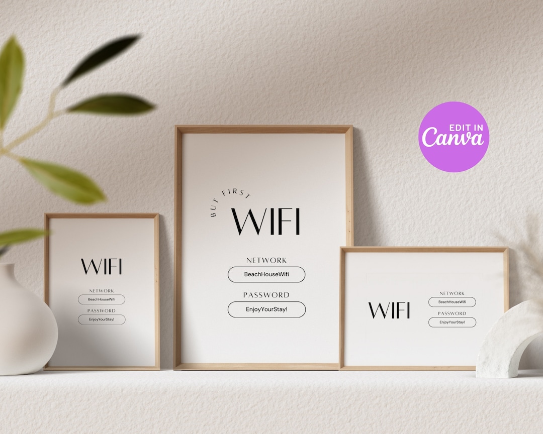 Wifi Printable Sign - Digital Editable Template, Airbnb Wifi Sign, Wifi ...