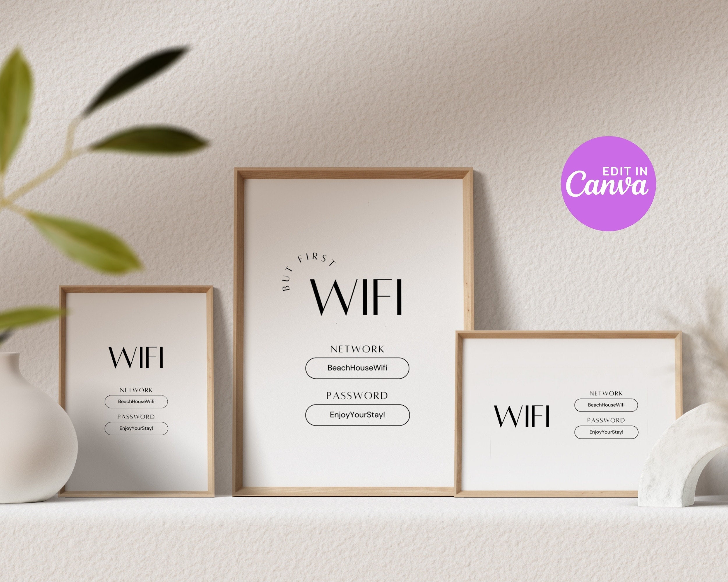 Wifi Printable Sign - Digital Editable Template, Airbnb Wifi Sign, Wifi ...