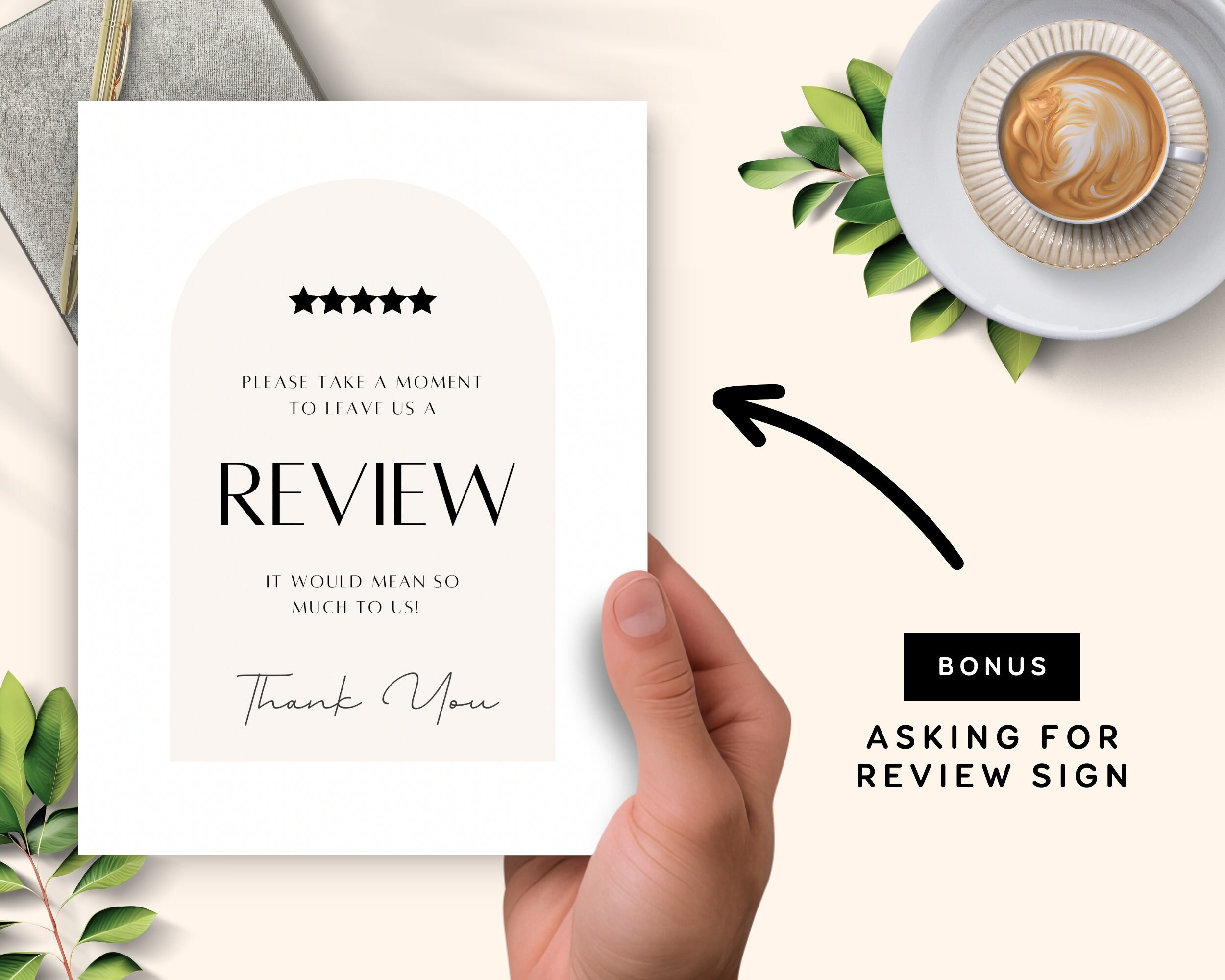 Airbnb Review Sign Canva, Airbnb Signs for Reviews, 5 Stars Rating ...