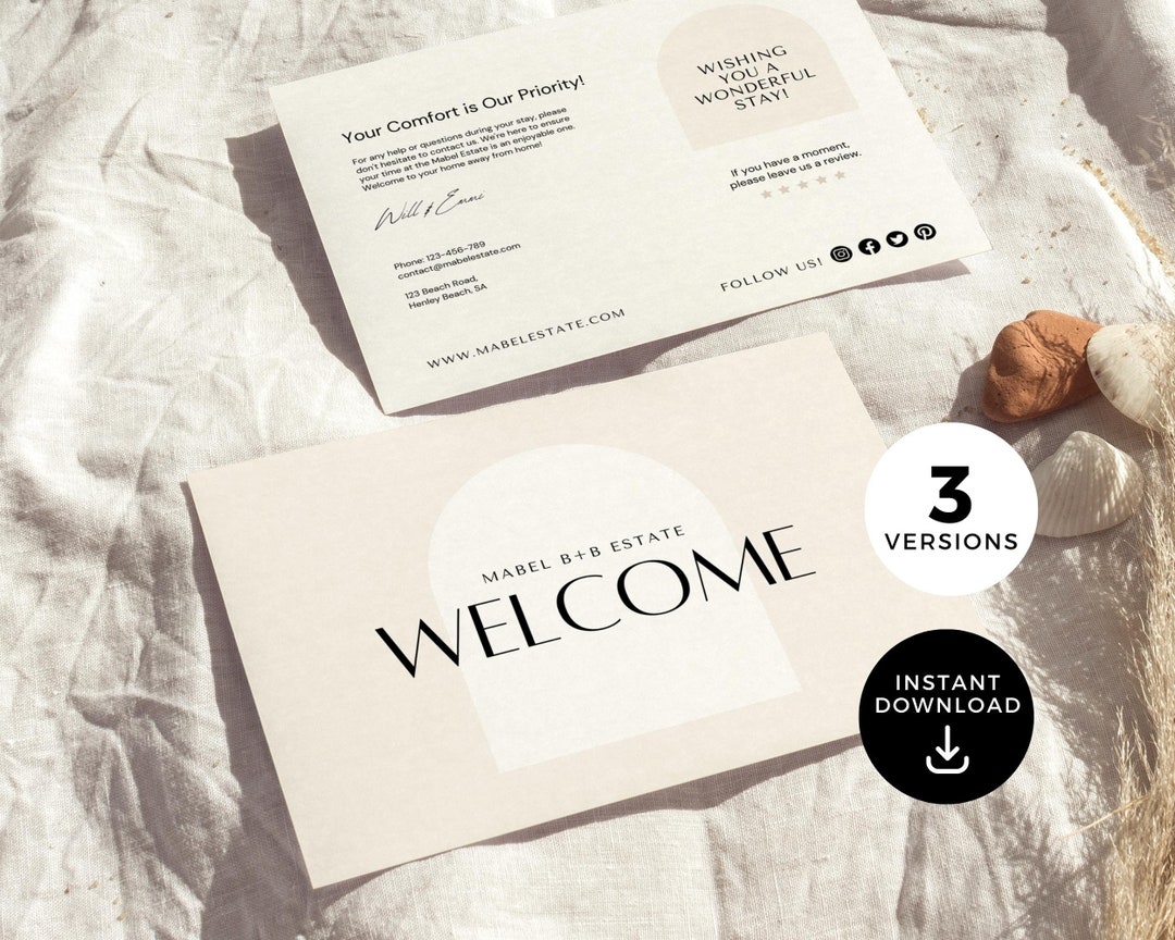 Airbnb Welcome Card Template, Vrbo Welcome Card, Guest Card Welcome ...
