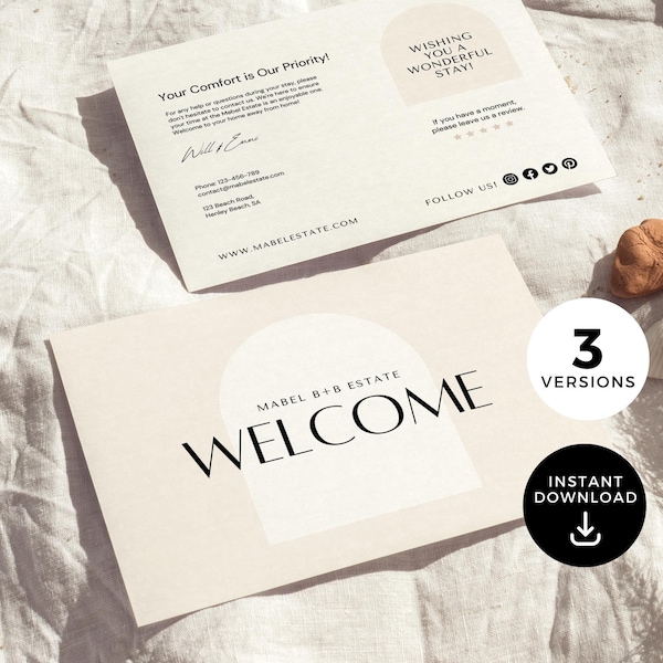 Welcome Cards for Hotel Guests - Etsy