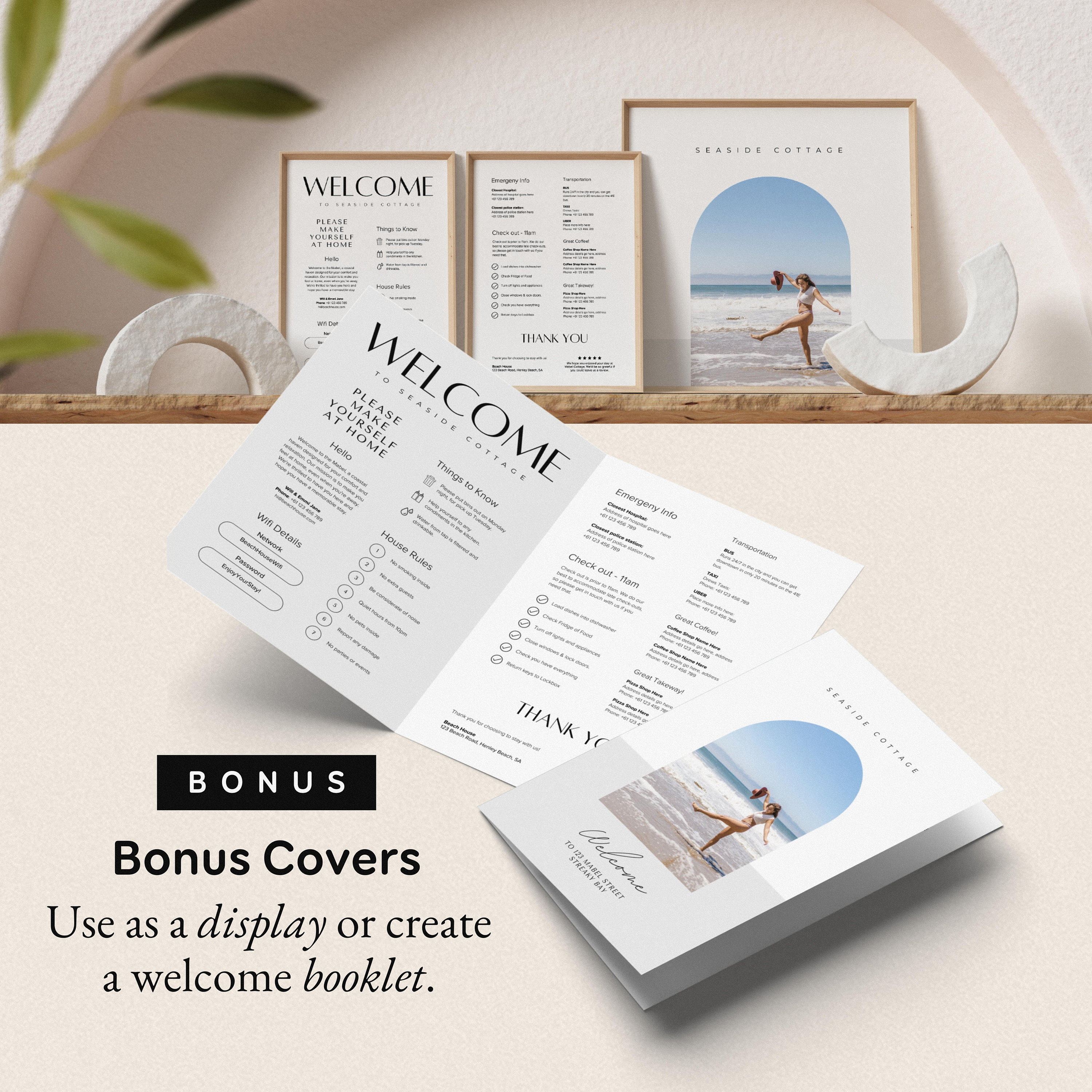 Beach Airbnb Welcome Sign & Flyer, Vacation Rental House Manual ...