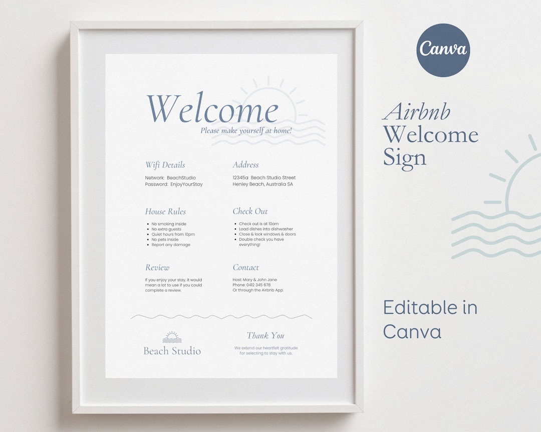 Guest Arrival Poster, Airbnb Welcome Sign, Airbnb House Sign Canva ...