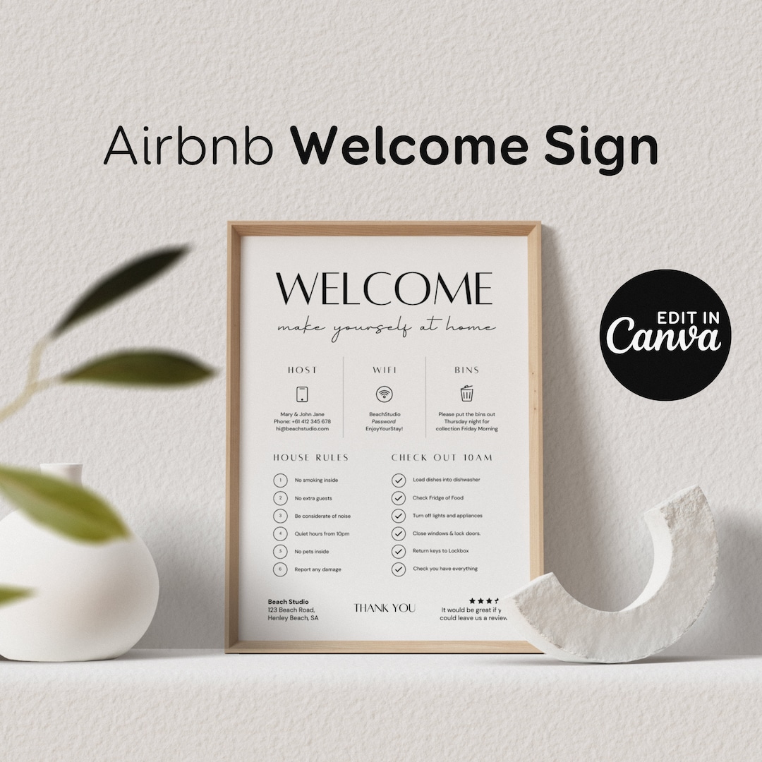 Airbnb Welcome Sign, Vacation Rental Printable, Vrbo Wifi Digital ...