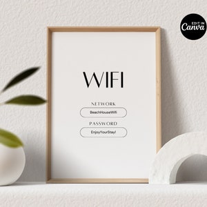 Vacation Rental Wifi Password Sign, Digital Airbnb Editable Template ...